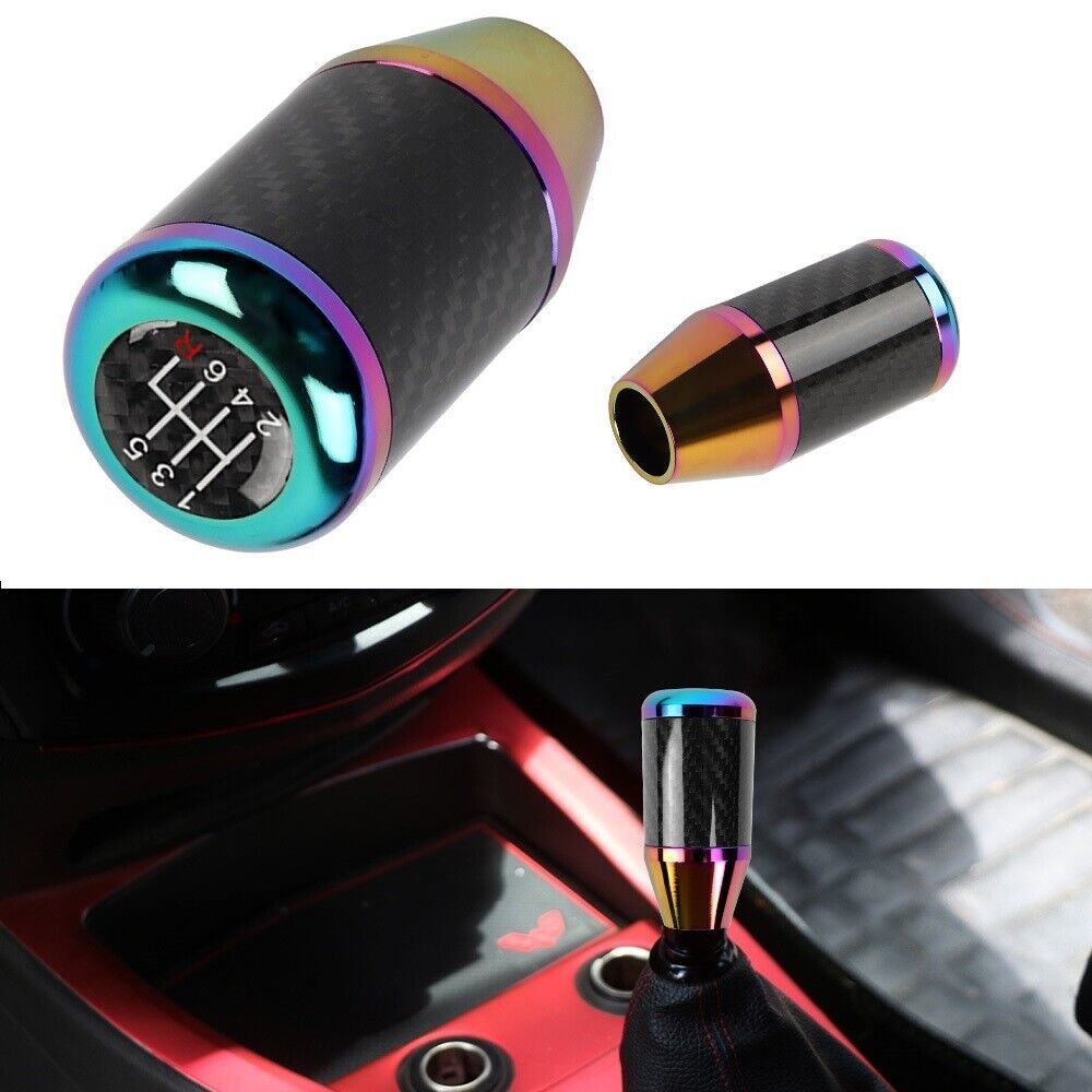 For 6 Speed Manual Car Gear Stick Carbon Fiber / Neo Chrome Shift Knob Shifter - Shift Knobs