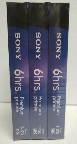 Sony 3 Pack VHS Tapes New SEALED Blank Premium Grade 6 Hrs T-120VR - TV ...