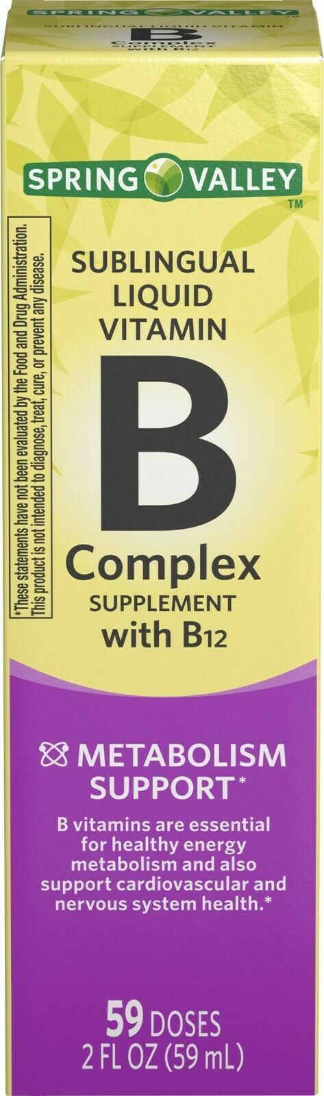 Spring Valley Vitamin B Complex Sublingual Liquid with B12, 59 Doses, 2 ...