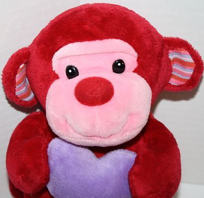 Applause Valentines Day Monkey 10" Red Pink Plush Stuffed Animal Soft ...