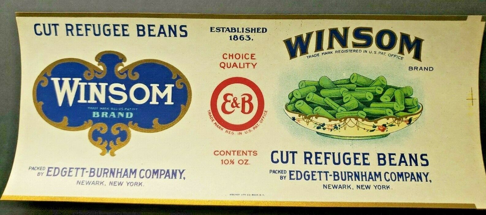 Vintage Winsom Brand Cut Beans Edgett Burnham Co New York 1940s Can ...