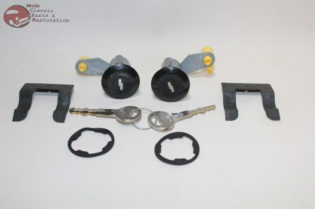81-93 Mustang Ford Door Lock Cylinder Key Set Black Cap Flat Pawl New ...