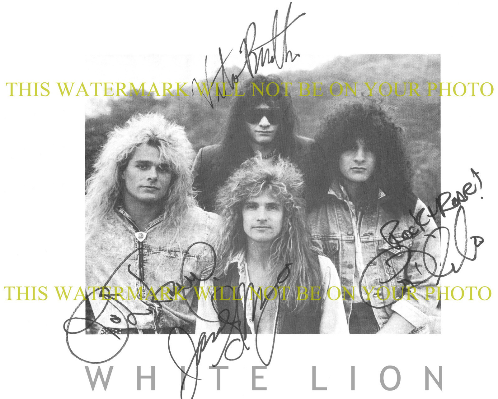 WHITE LION BAND AUTOGRAPHED 8x10 RP PHOTO ALL FOUR MIKE TRAMP VITO ...