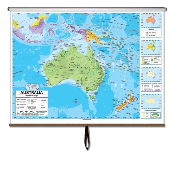 Australia Advanced Political Classroom Wall Map on Roller - Maps & Atlases