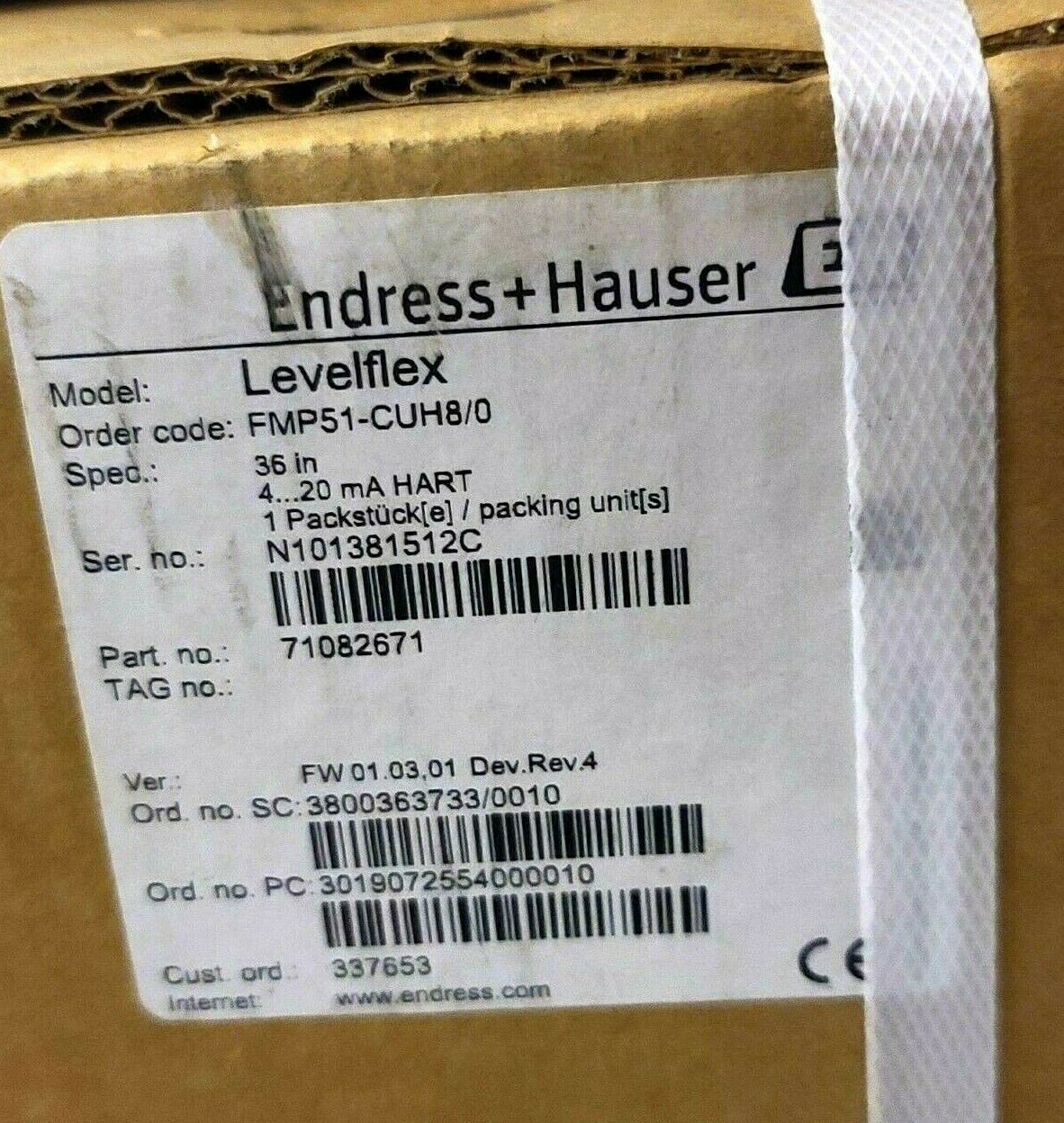NEW ENDRESS HAUSER LEVELFLEX FMP51 36" LEVEL TRANSMITTER FMP51-CUH8/0 4 ...