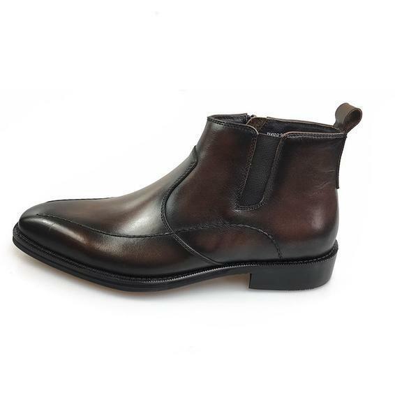 Men Burnished High Ankle Sided Zipper Genuine Real Leather Boots US 7 ...