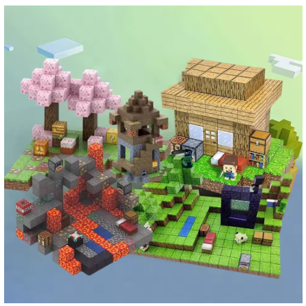 100-Piece DIY Magnetic Mini World Building Set – Mine-Inspired Magnet ...