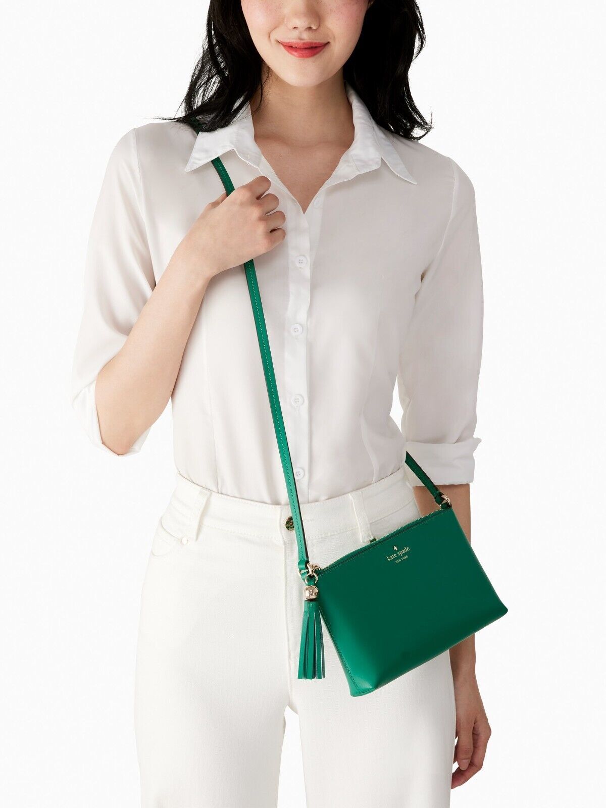 R NWB Kate Spade Ivy Street Amy Green Leather Crossbody WKRU4856 Gift ...