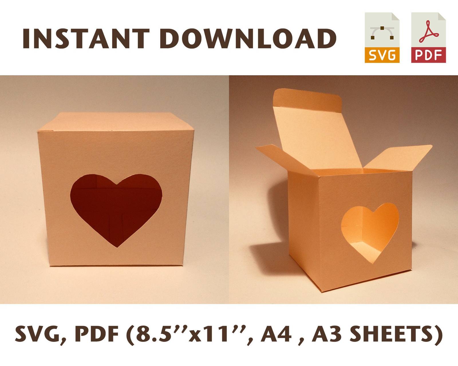 Heart gift box template, heart box, box with and similar items