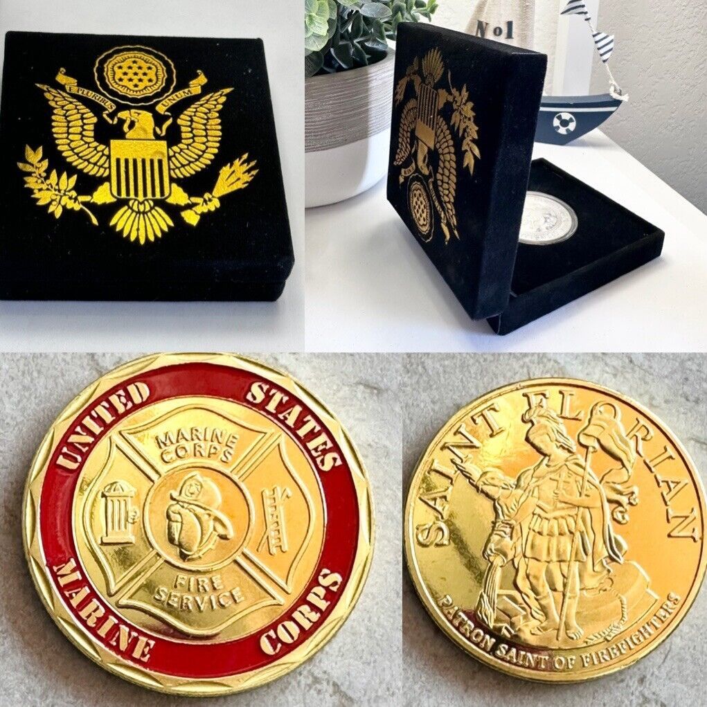 US MARINE CORPS FIRE SERVICE Challenge Coin with velvet case - Current ...