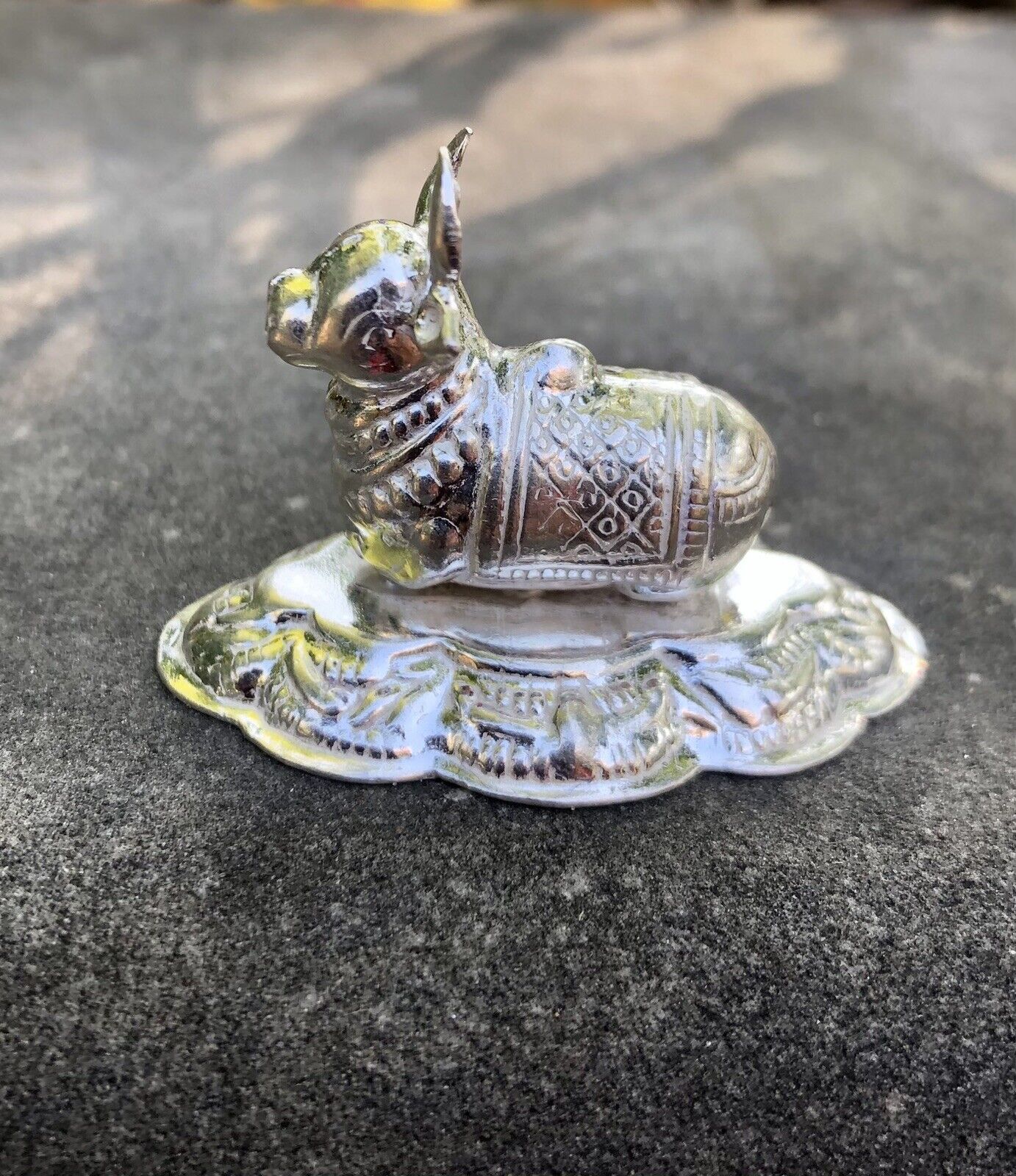 Statue du Seigneur religieux hindou Shivas Nandi Bull Idol en argent ...