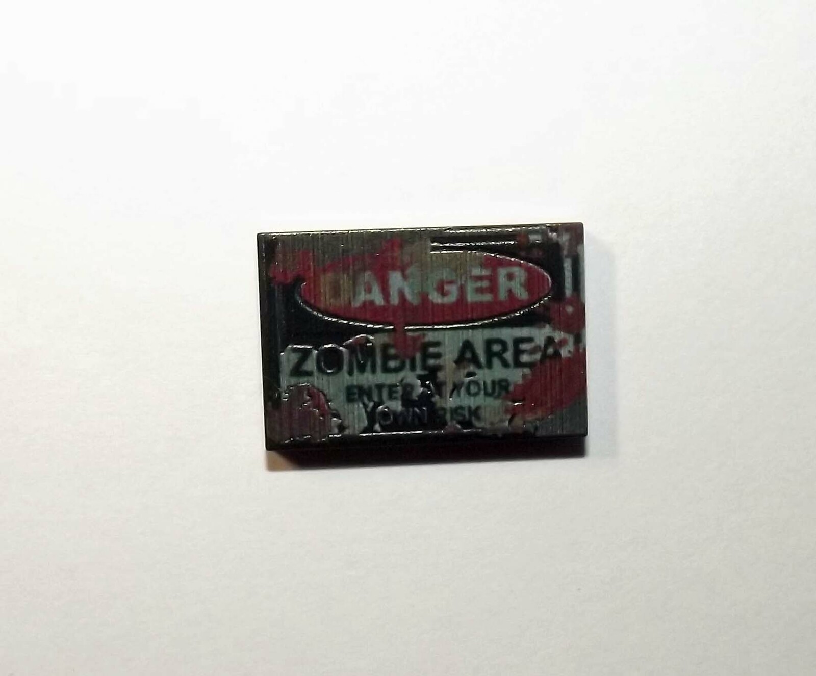 Minifigure Danger Zombie Area Sign 2X3 Horror Construction Piece US ...