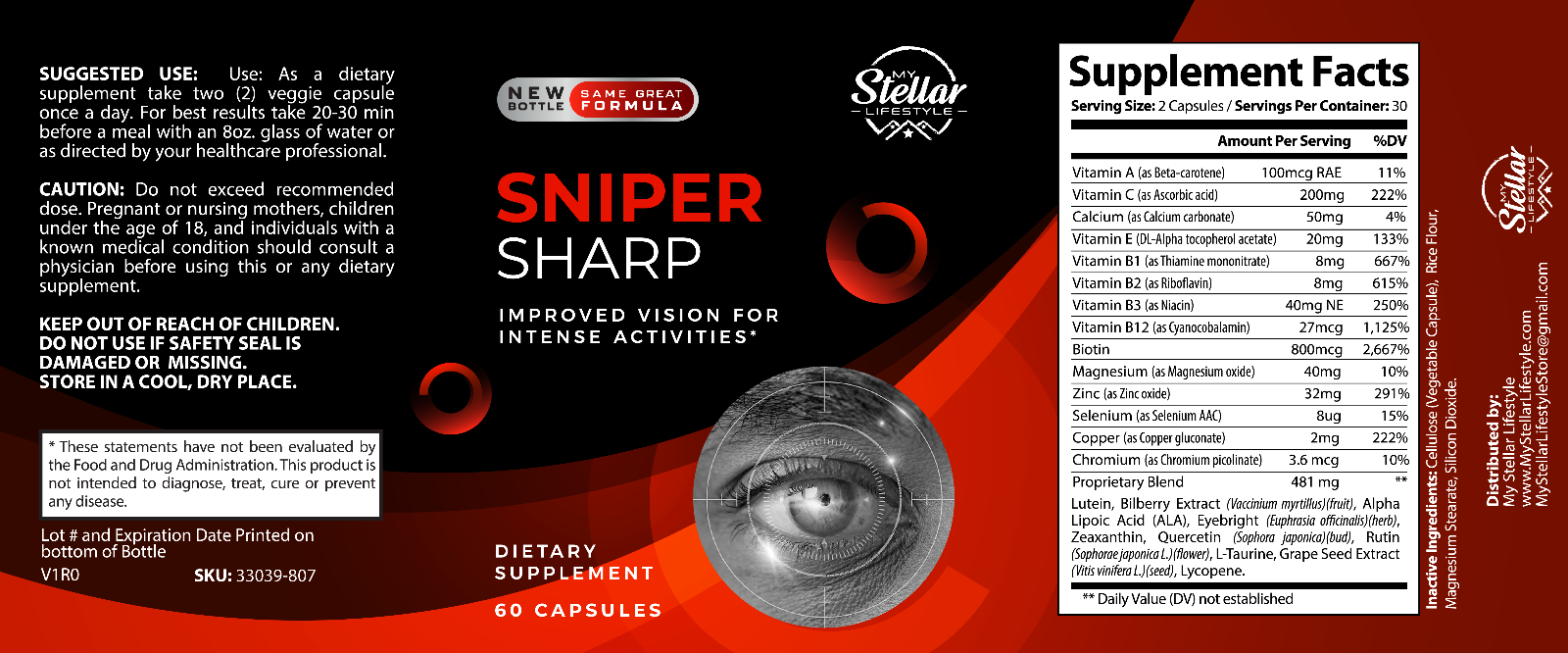 Sniper Sharp, improved vision for intense activities-60 Capsules ...