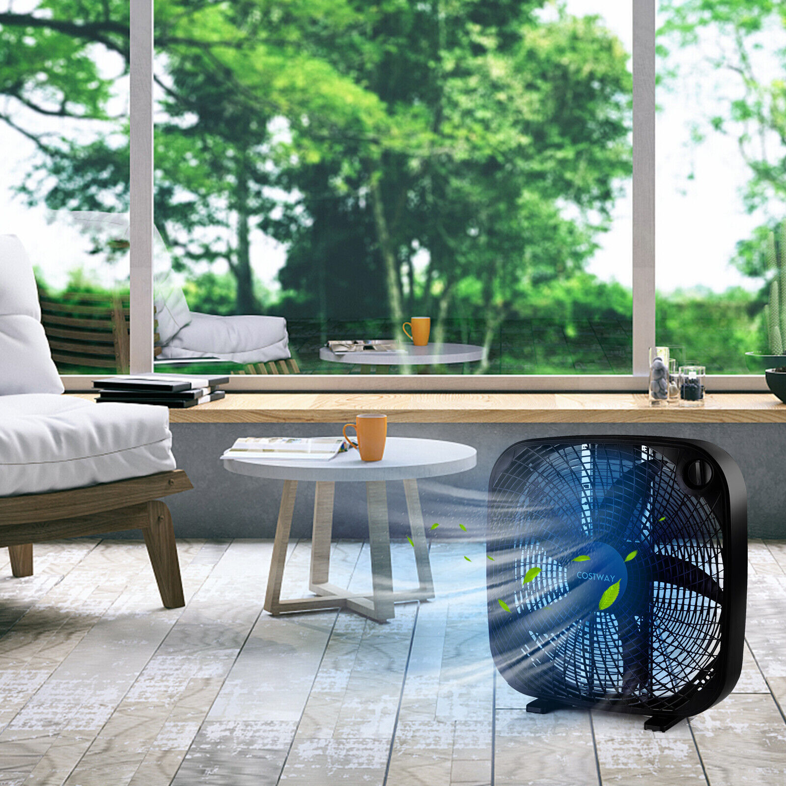 Costway 3-Speed Box Fan 20 inch Window Fan with 3 Settings Adjustable ...