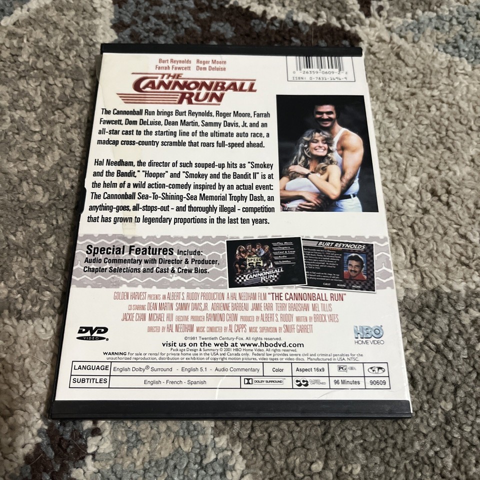 The Cannonball Run DVD Burt Reynolds, Farrah Fawcett, Dean Martin Race ...