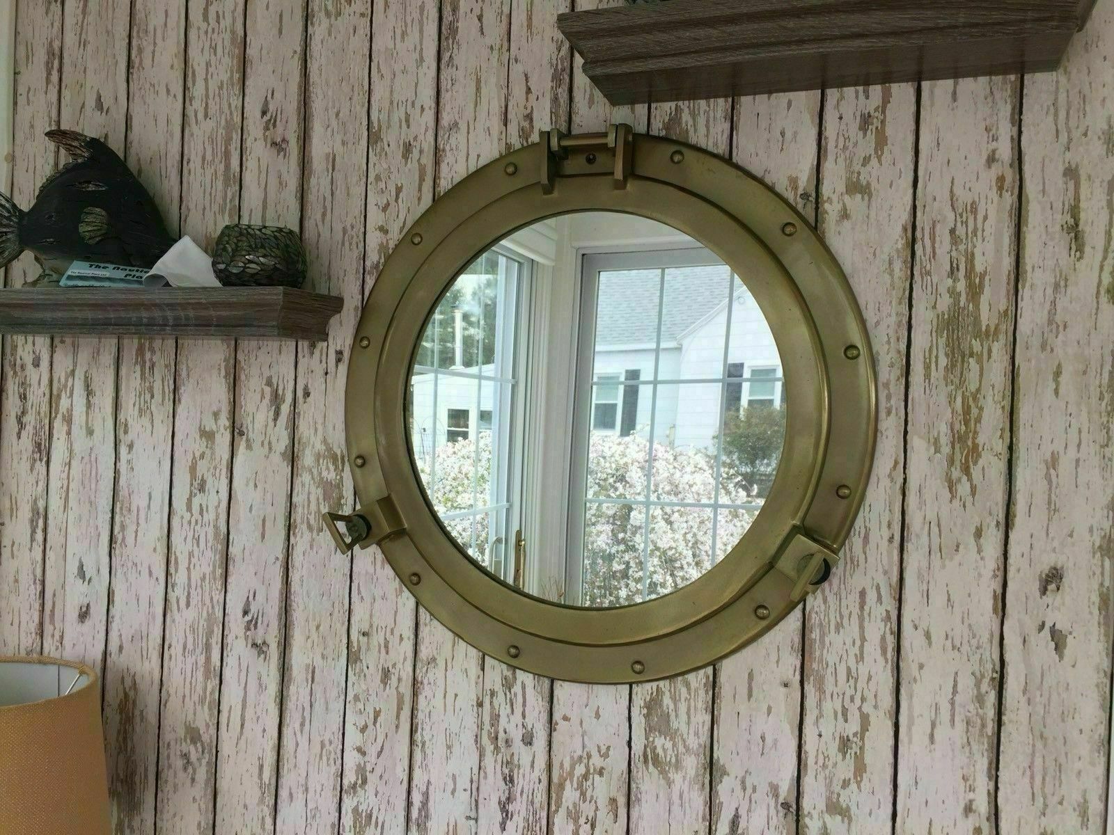 24" Porthole Mirror ~ Antique Brass Finish ~ Large Nautical Cabin Wall ...