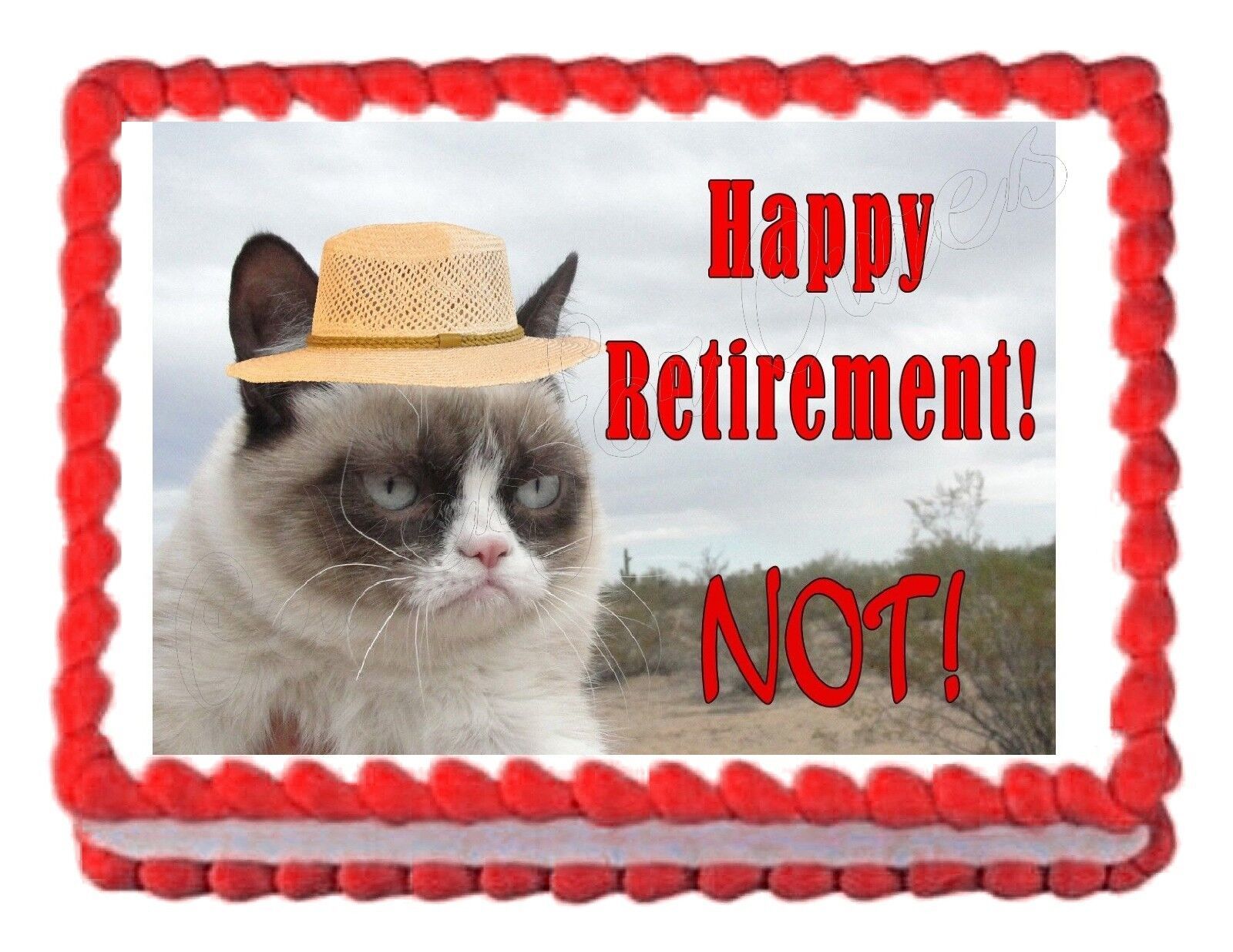 GRUMPY CAT RETIREMENT edible cake image decoration party cake topper ...