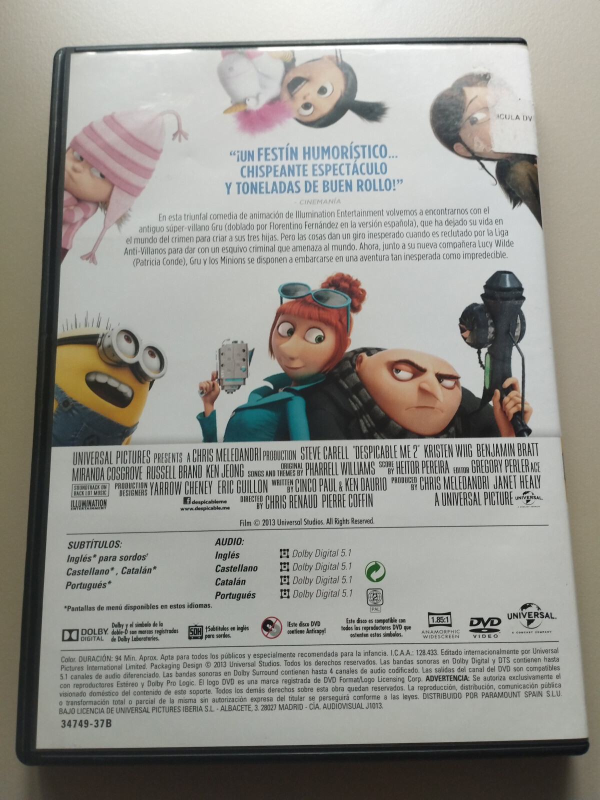 Gru 2 Despicable Me 2013 Universal - DVD Spanish English Region 2 ...