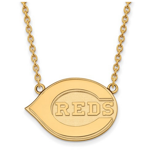 SS w/GP MLB Cincinnati Reds Large Pendant w/Necklace - Fine Jewelry