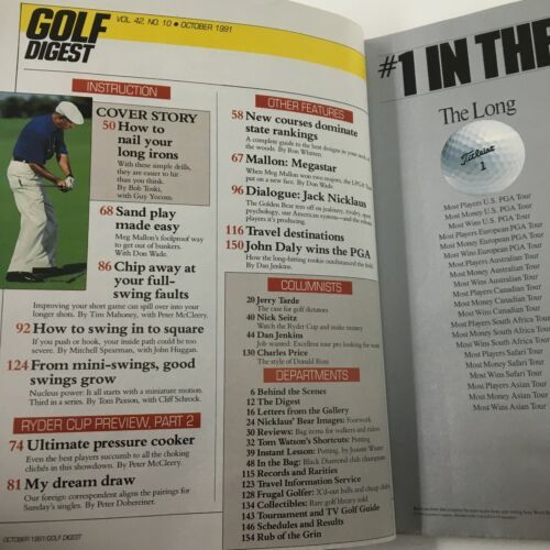 Golf Digest Magazine October 1991 Guy Yocom How to Nail Your Long Irons ...