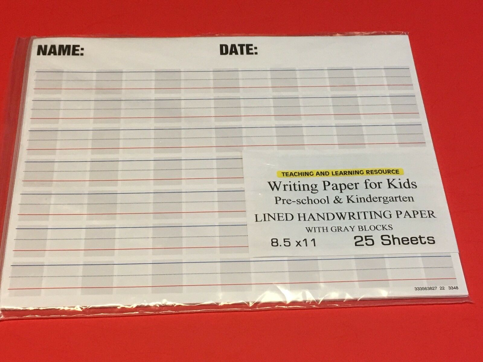 Writing Paper for Kids - Lined Handwriting Practice w/ Gray Blocks 25 ...