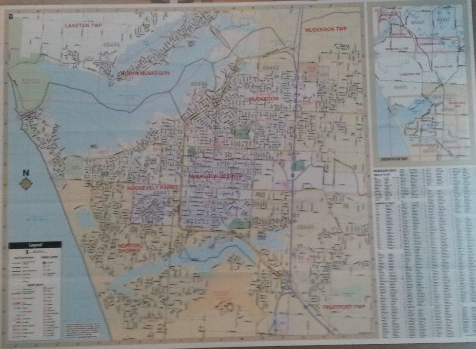 Muskegon MI Laminated Wall Map (K) - Maps & Atlases