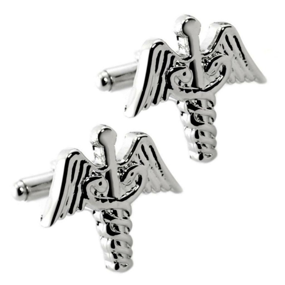 CADUCEUS CUFFLINKS Doctor Nurse Surgeon Medical Emblem Symbol NEW w ...