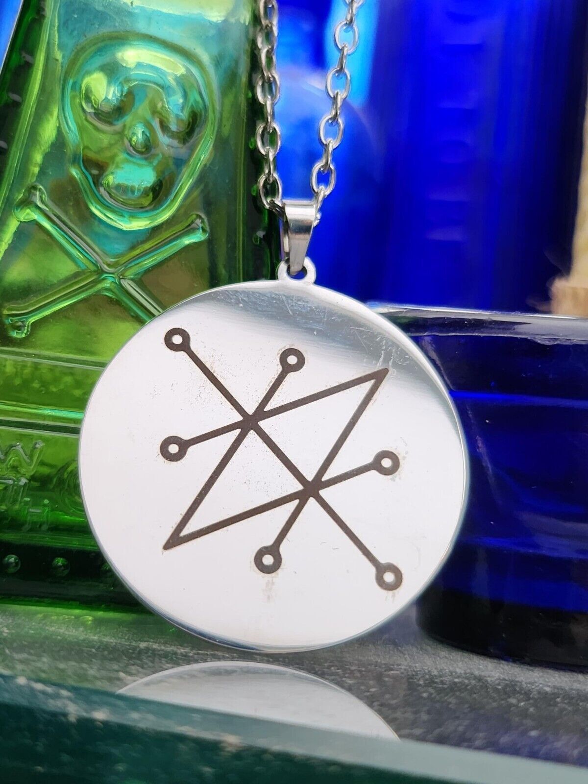Azazel Necklace Pendant Steel Chain Sigil of Saturn Demon Goetia ...