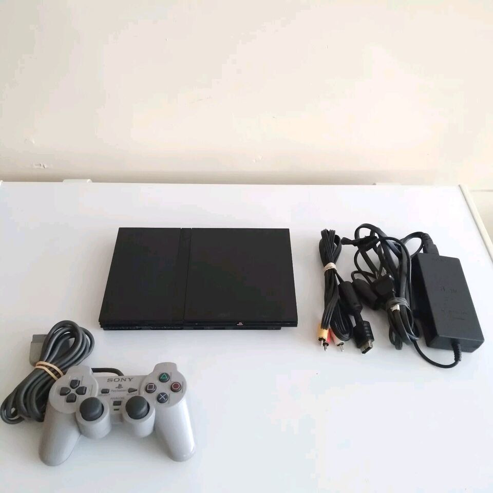 Sony PlayStation 2 Slim PS2 Black Console SCPH-70011 w/Controller ...