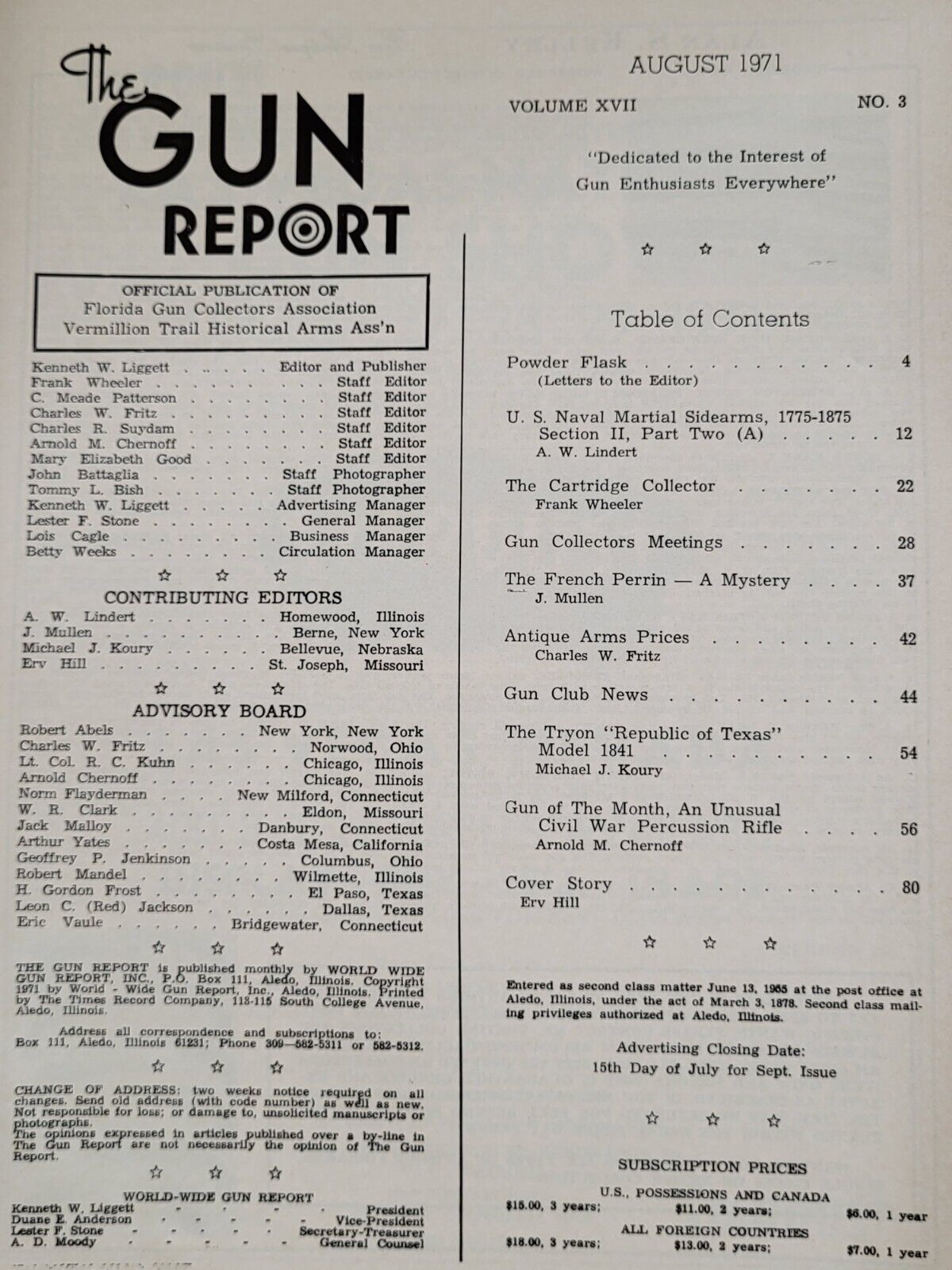1971 THE GUN REPORT MAGAZINE US NAVAL REFERENCE INFORMATION HISTORY NRA ...