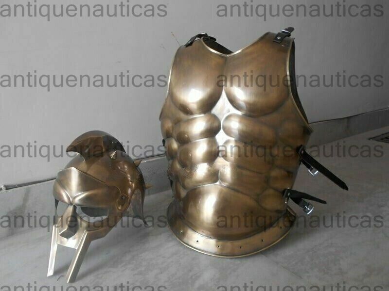 Medieval Replica Muscles Armor Jacket & Gladiator Helmet HALLOWEEN ...