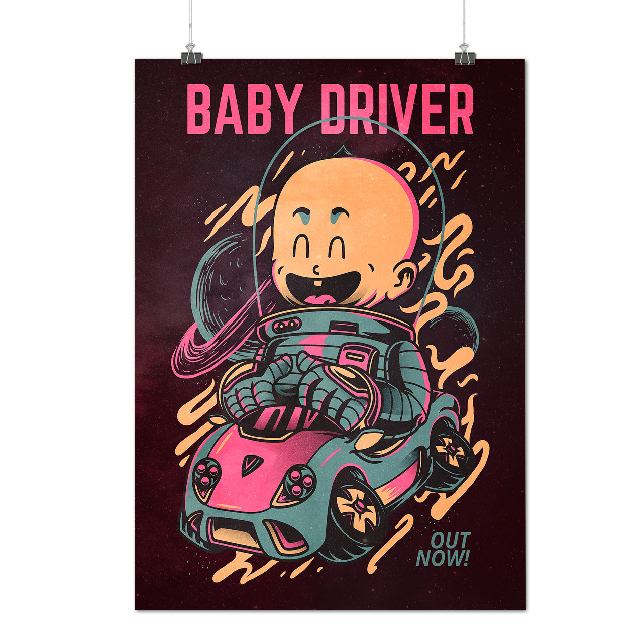 Baby Driver Cute Kid Car Matte/Glossy Poster A0 A1 A2 A3 A4 | Wellcoda ...