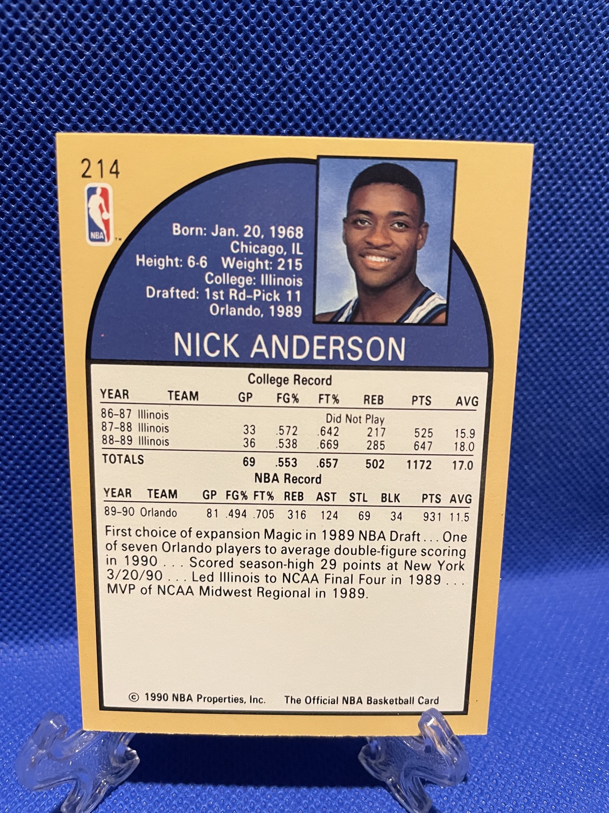 Nick Anderson 1990 NBA Hoops Rookie Card 214 - Toys & Hobbies