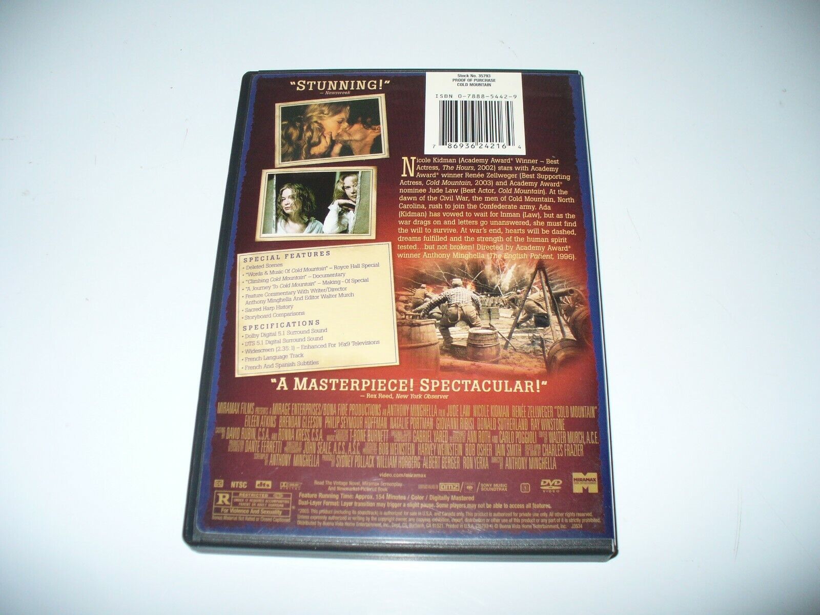 Cold Mountain (DVD, 2004, 2-Disc Set, Special Edition) Nicole Kidman Jude Law - DVDs & Blu-ray Discs