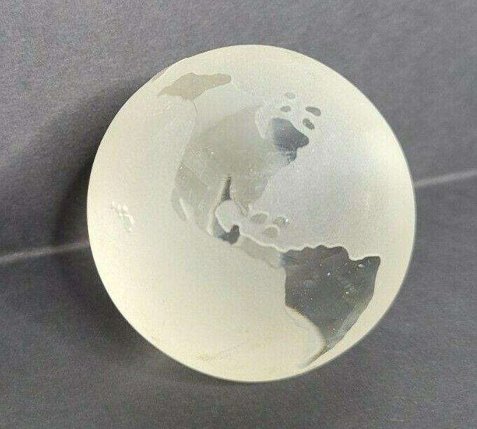 Vintage Paperweight World Globe Earth Clear Frosted Glass Ball 3 ...
