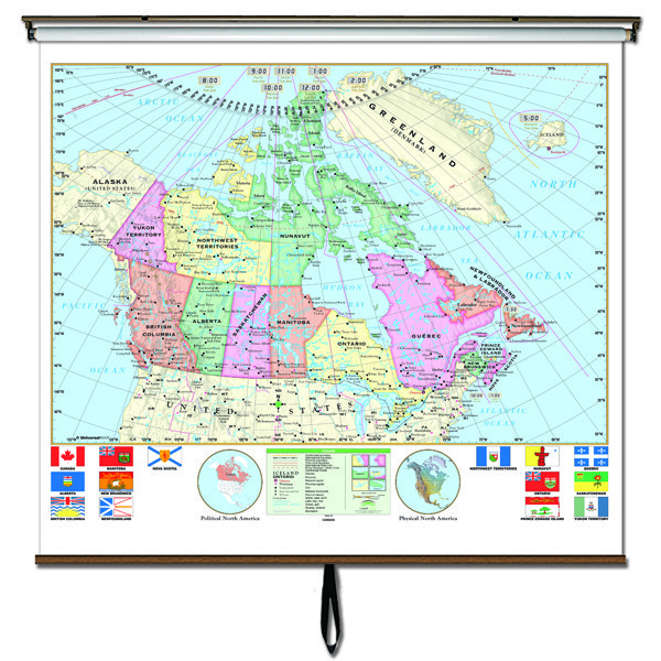 Canada Essential Classroom Wall Map on Roller w/ Backboard - Maps & Atlases