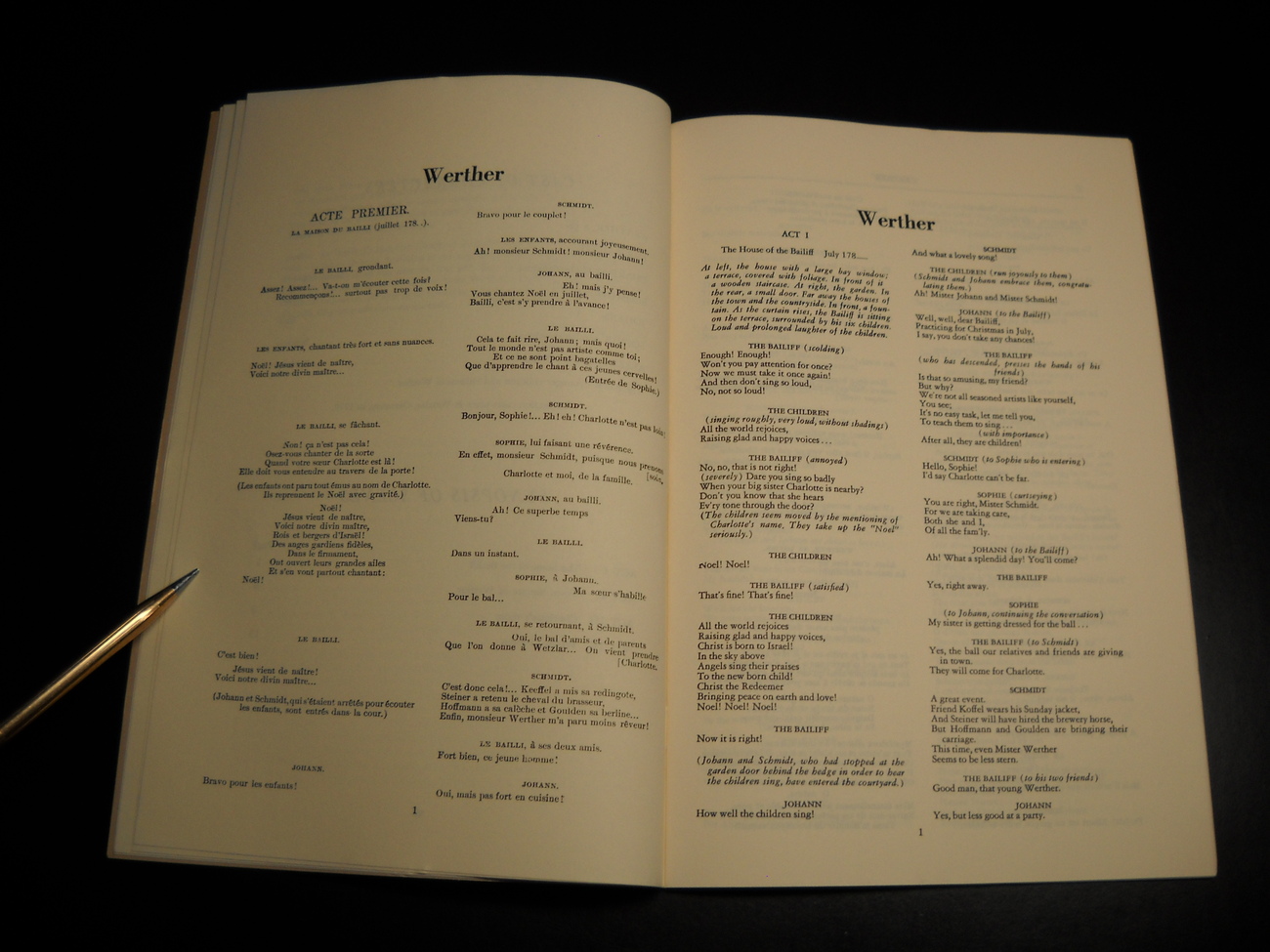 Metropolitan Opera Libretto Werther 1968 English Text Translation ...