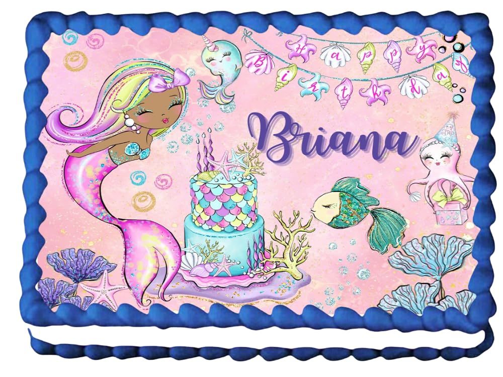 Mermaid Mermaids Edible Image Cake Topper Birthday Cake Topper Frosting ...