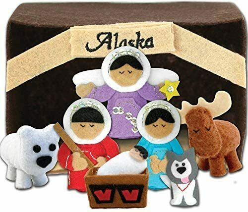 Adorable New in Box Alaskan Felt Nativity Set 9Pc Figures - Everything Else