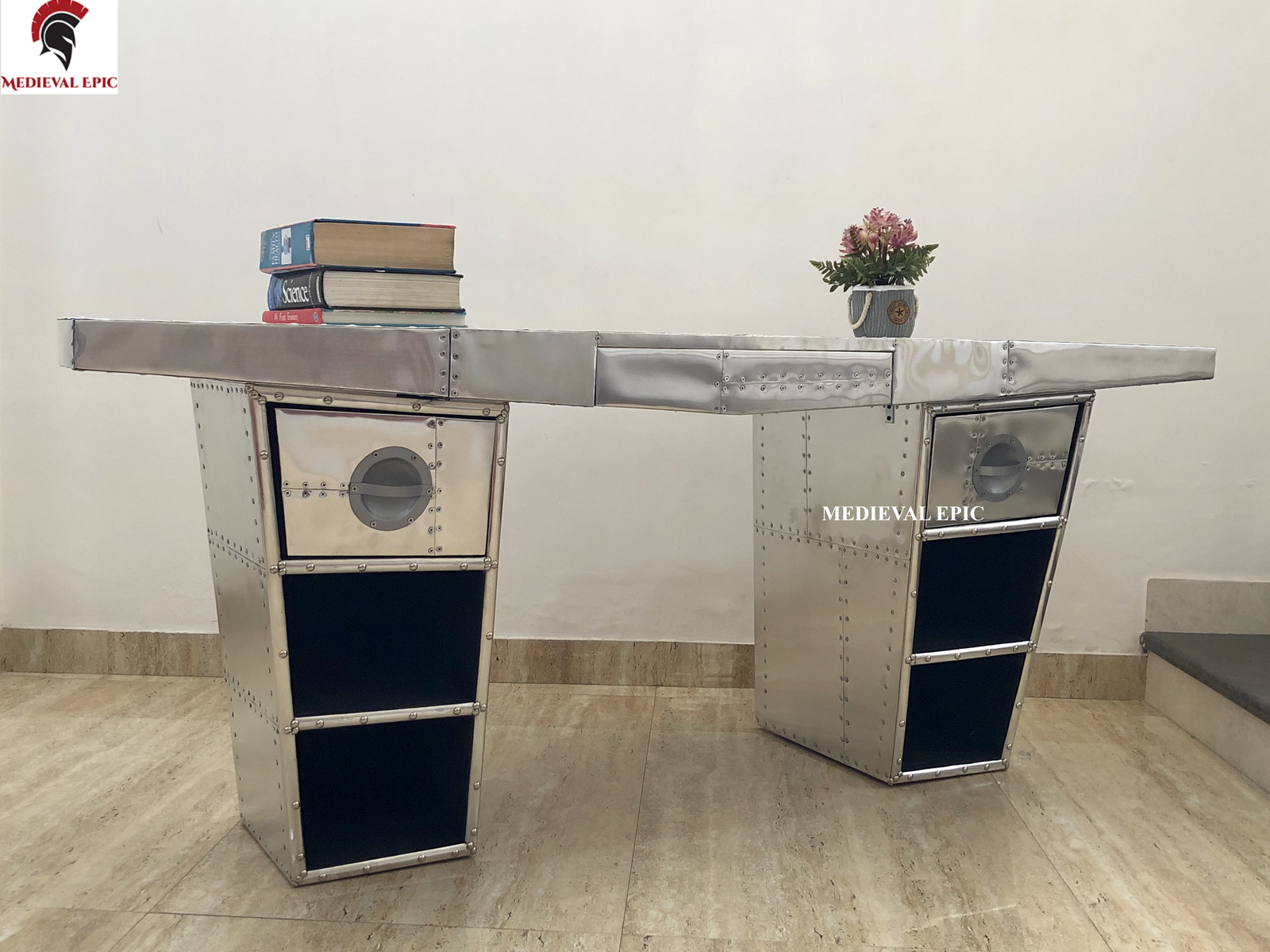 NauticalMart Aviator Wing Desk Wing Shaped Aluminium Desk Home Office ...