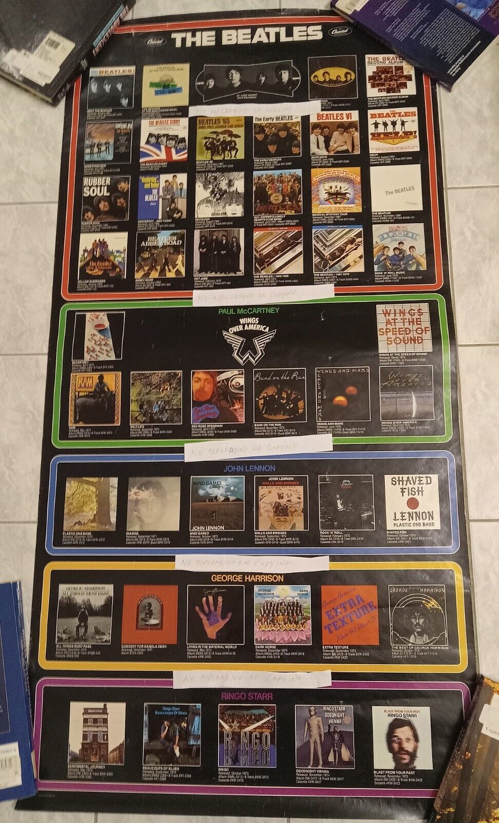 THE BEATLES ORIGINAL PROMO ALBUM COVERS POSTER!! 1977!! SUPER LARGE ...