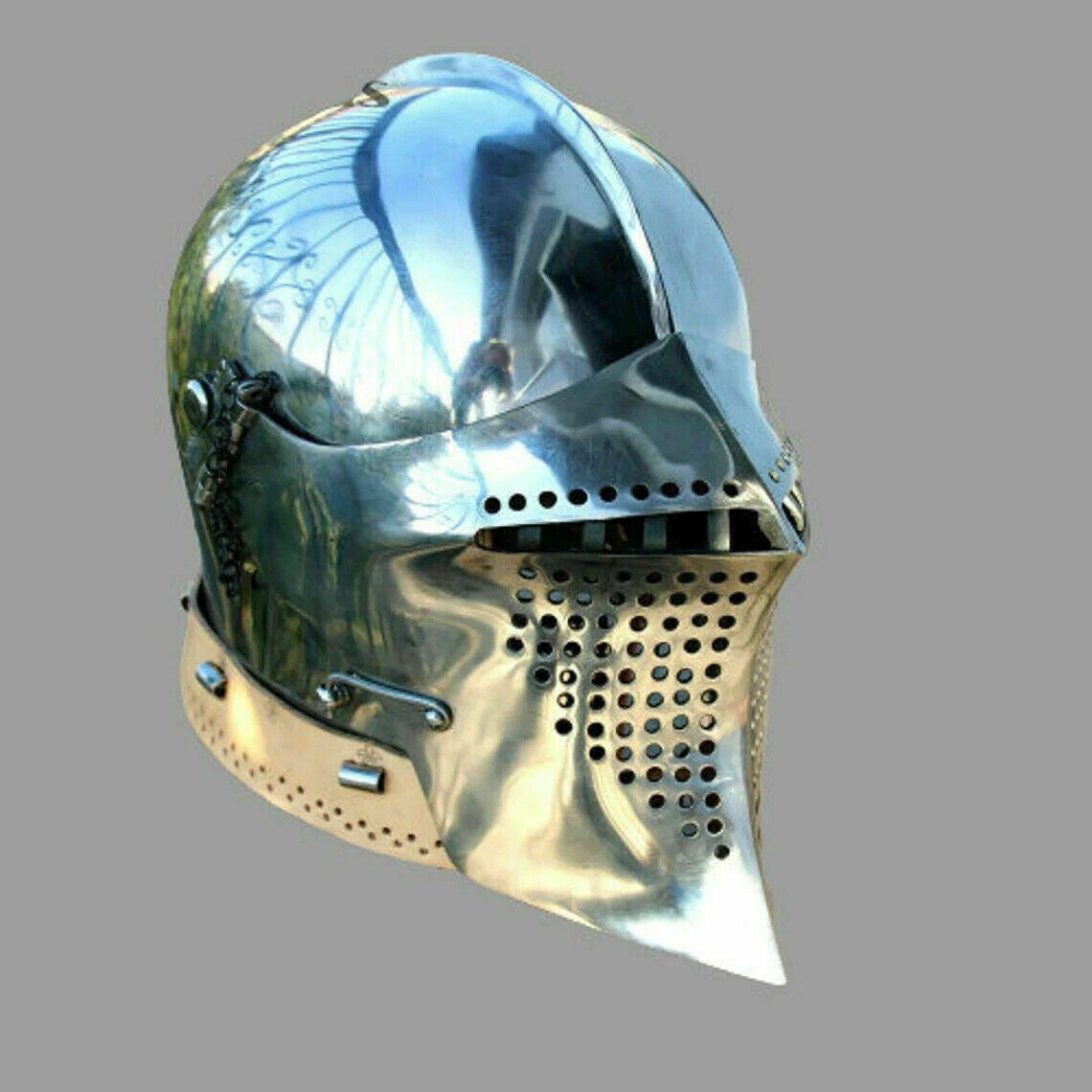 16 Gauge Steel Medieval Barbuta Bascinet Type Fighting Helmet - Knives ... 16 Gauge Steel Medieval Barbuta Bascinet Type Fighting Helmet - Knives ...