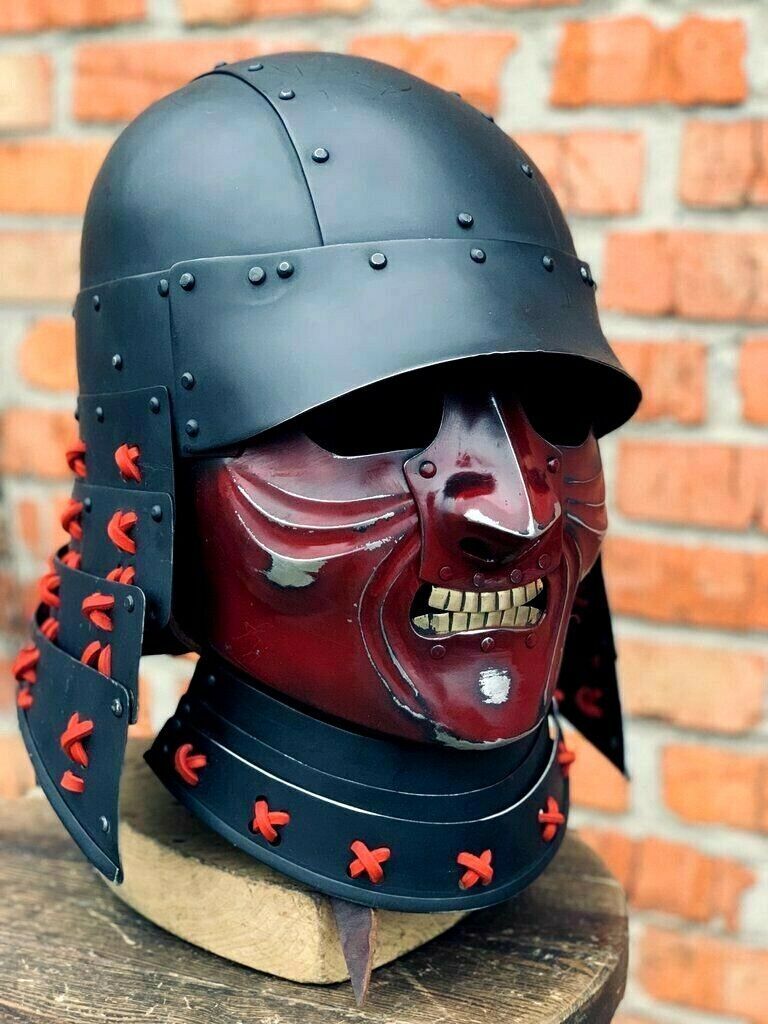 Medieval Samurai helmet Knight helmet With Leather Liner brass teeth ...