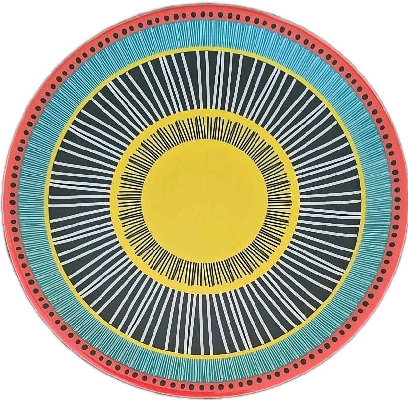 Four (4) BRYLANEHome ~ Melamine ~ ALMIRA ~ 10.5" Multi-Colored Dinner ...