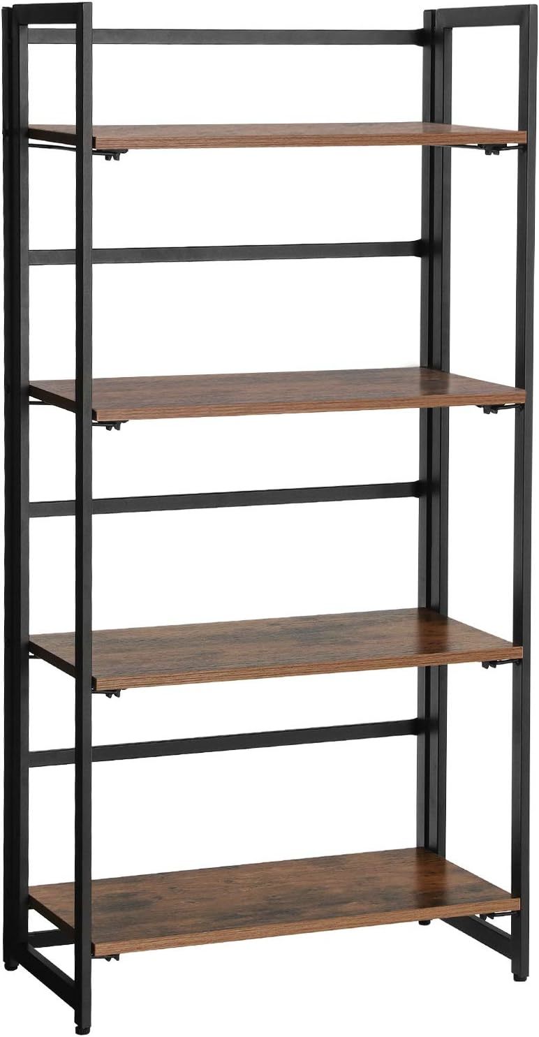 The Sturdy And Stable Vasagle Industrial Bookshelf, Folding Bookcase, 4 ...