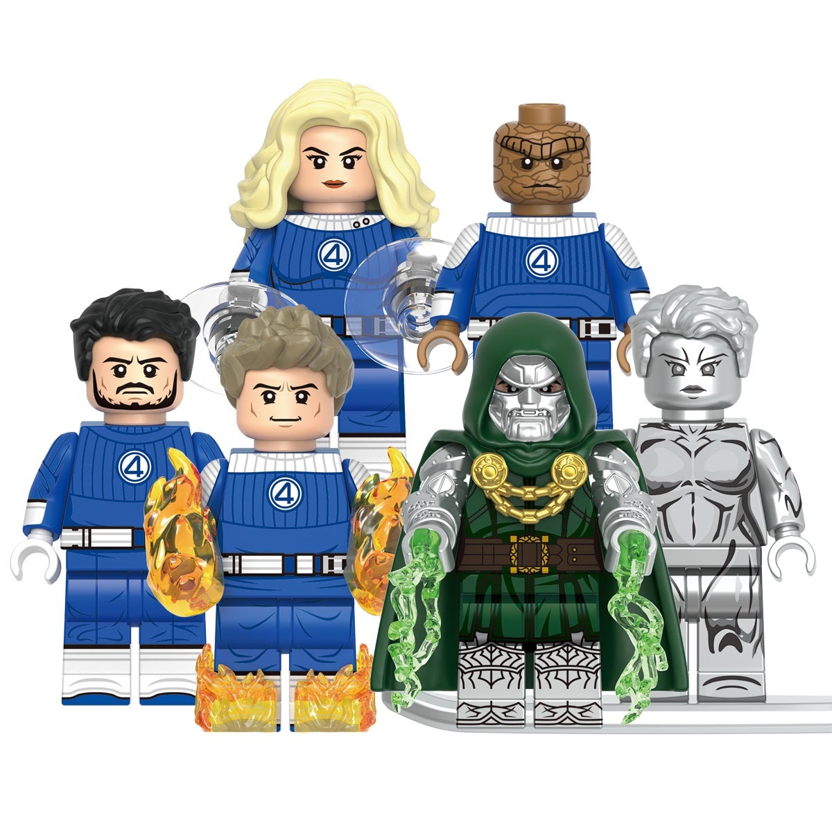 6pcs The Fantastic Four Doctor Doom Silver Surfer Minifigures Minifigs ...