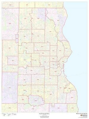 Milwaukee, Wisconsin ZIP Codes Laminated Wall Map (MSH) - Maps & Atlases