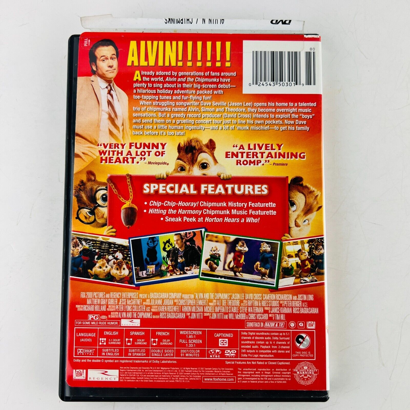 Alvin And The Chipmunks DVD Jason Lee, Ross Bagdasarian Jr - DVDs & Blu ...