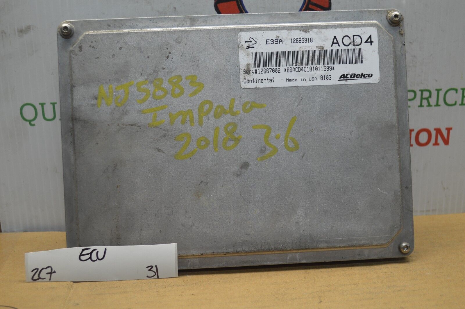 2017-2019 Chevrolet Impala Engine Control Unit ECU 12667002 Module 31 ...