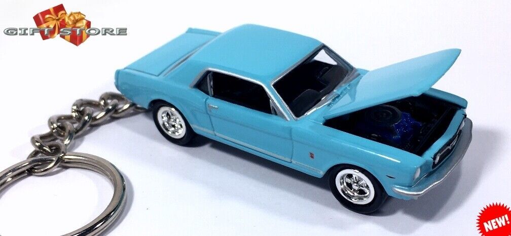 RARE KEY CHAIN 1964 ½ 1965/66 BLUE FORD MUSTANG GT COUPE CUSTOM LIMITED ...